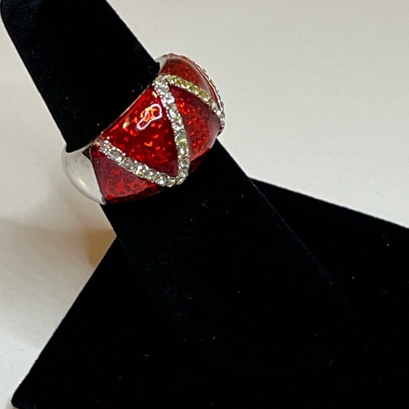 Camille Lucie | Jewelry | New Camille Lucie Red Resin Ring With Cubic ...